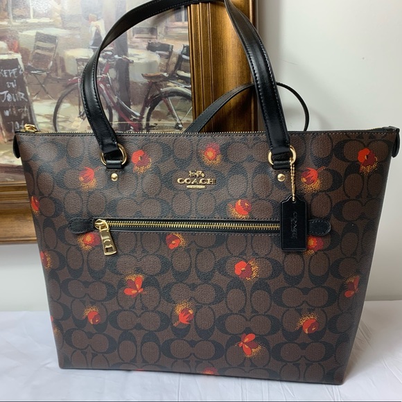Coach | Bags | Coach Gallery Tote In Signature Canvas With Pop Floral ...